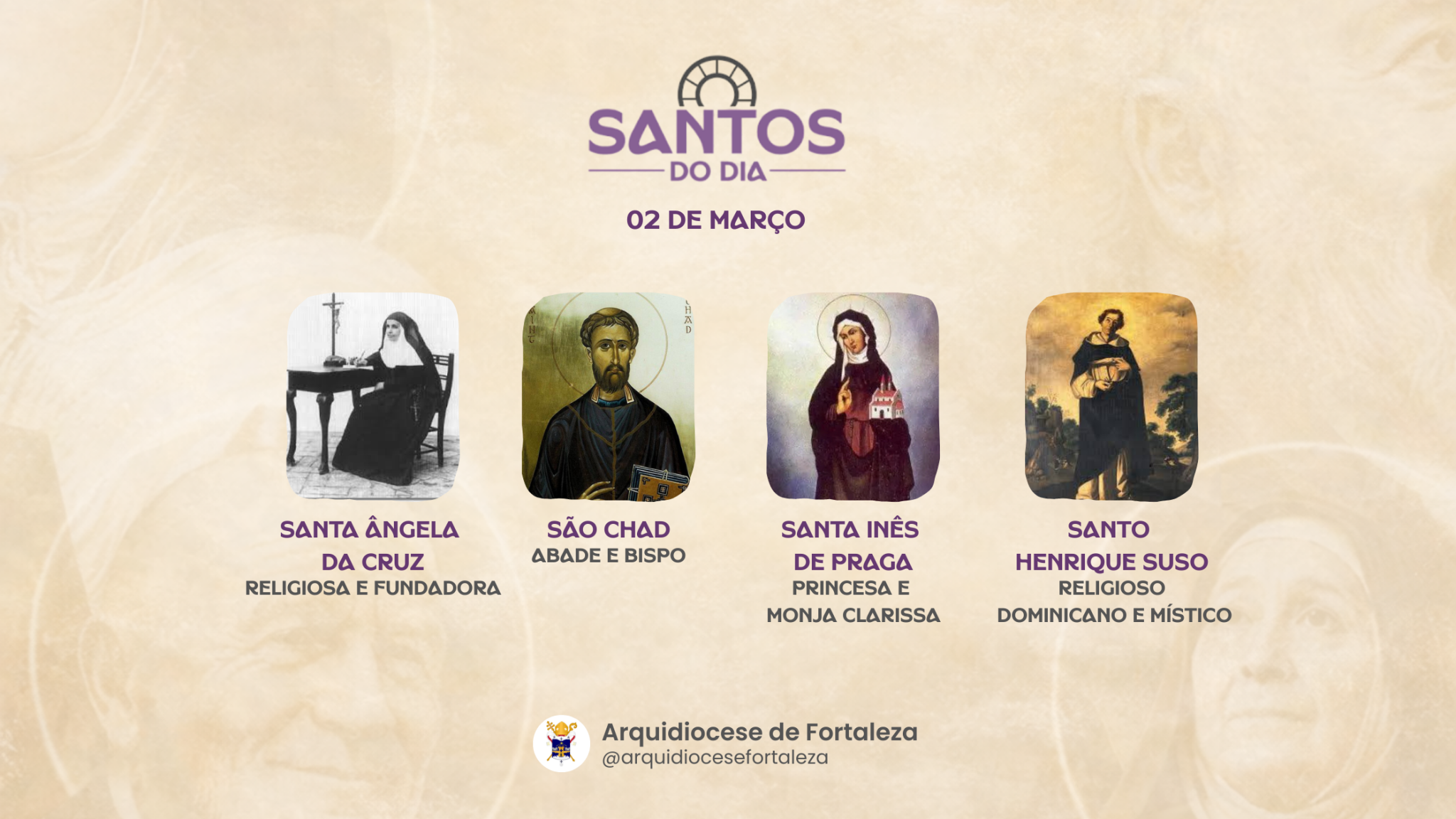 Santos do Dia (02/03): Santa Ângela da Cruz, Santo Henrique Suso, Santa ...