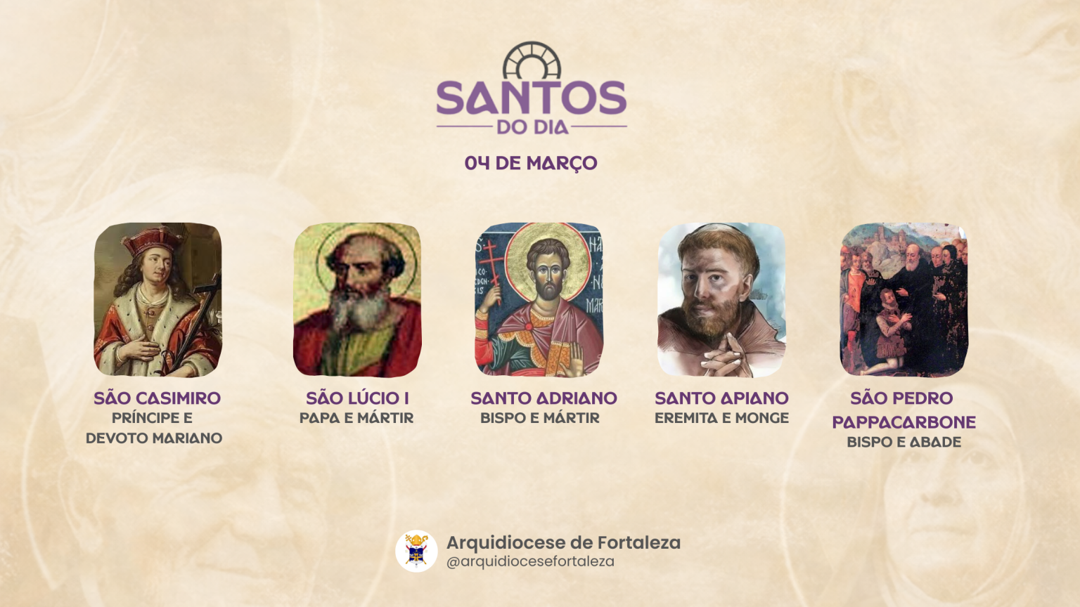 Santos do Dia (04/03): São Casimiro, São Lúcio I, Santo Adriano, Santo ...