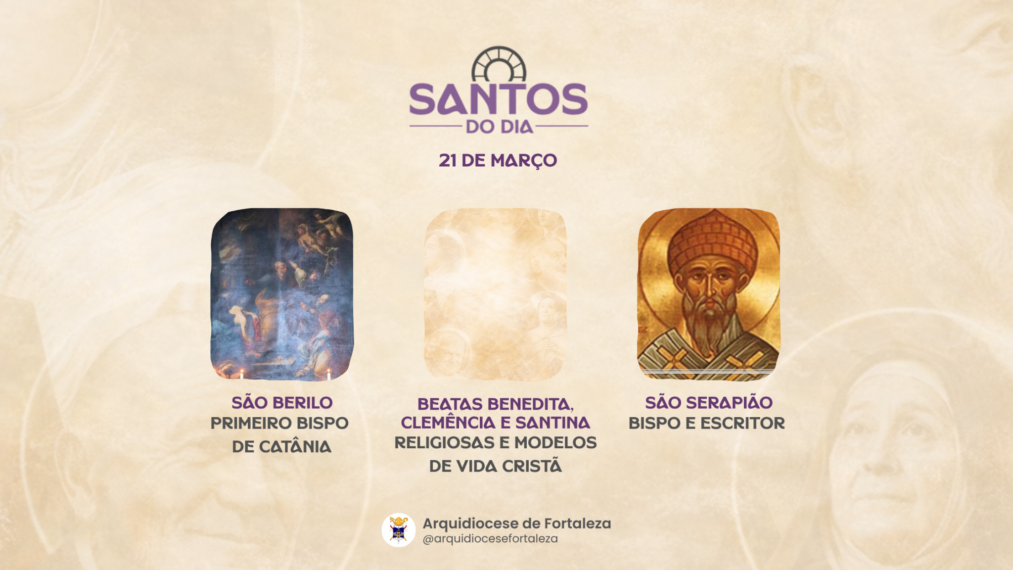 Santos do Dia (21/03): São Berilo, Beata Benedita Cambiagio, Beata ...