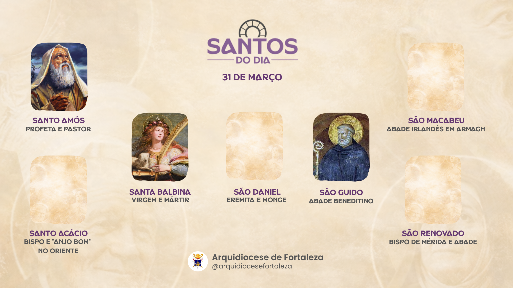 Santos do Dia (31/03): Santo Amós, Santo Acácio, Santa Balbina, São ...